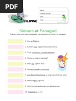 Simuno at Panaguri Worksheet | PDF