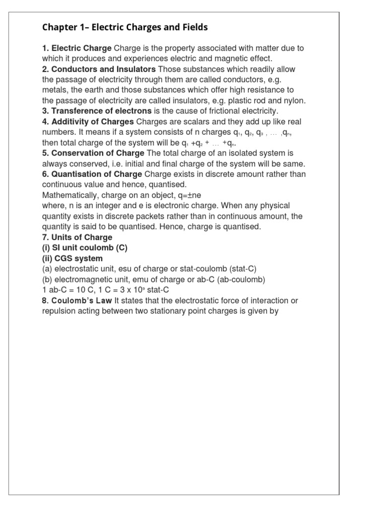 2nd Phy CH 01 | PDF | Electric Charge | Electric Field