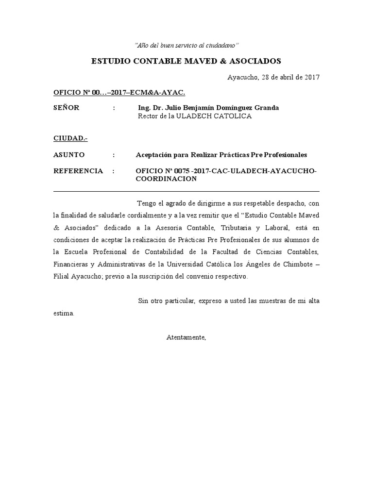 Oficio Estudio Contable | PDF