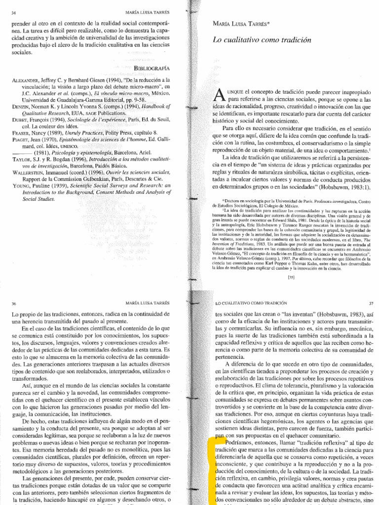Tarres - B. - Maria - Luisa - Lo Cualitativo Como Tradición | PDF Tarres - B. - Maria - Luisa - Lo Cualitativo Como Tradición | PDF