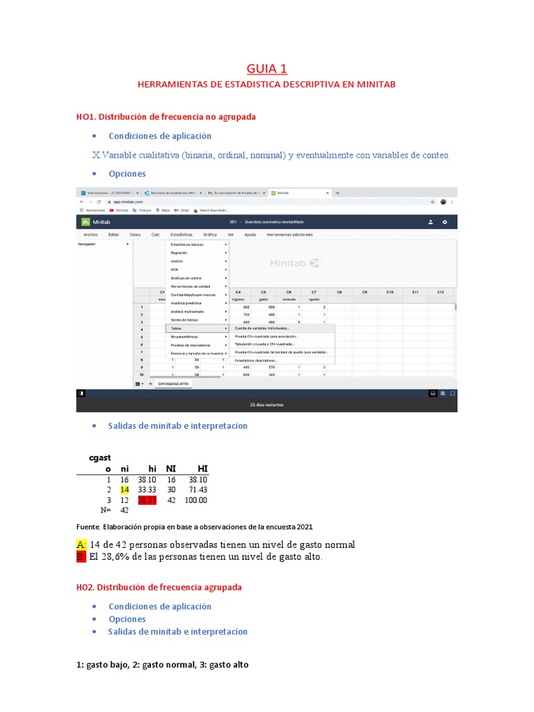 Guia 1 (Minitab) | PDF