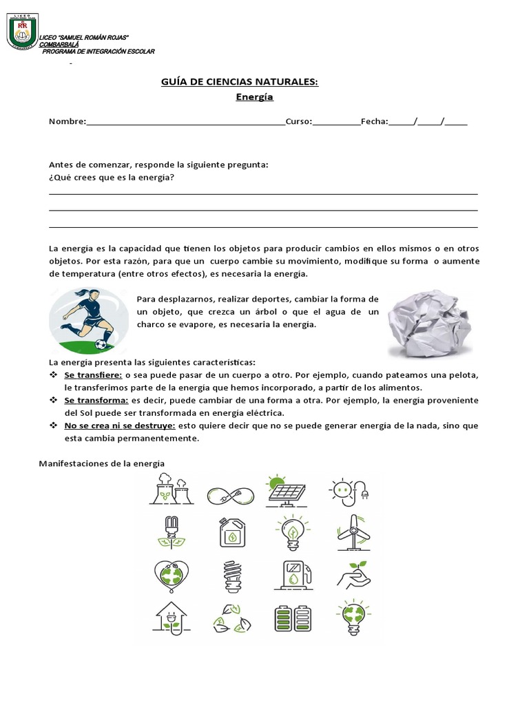 Guía 1 Ciencias | PDF | Energía potencial | Ligero