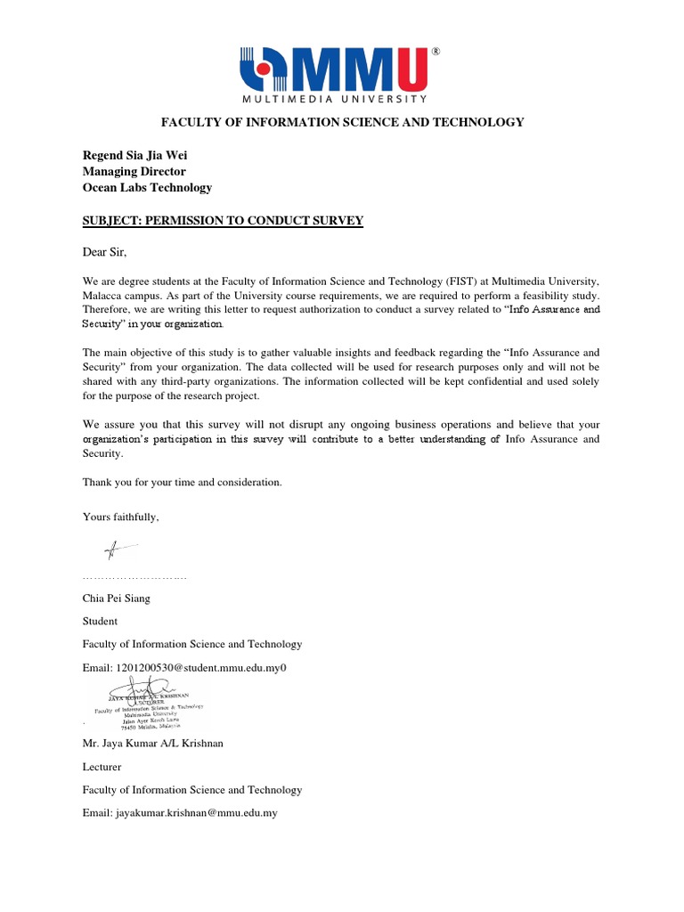 Authorization Letter for Conducting Survey (1) (1) | PDF