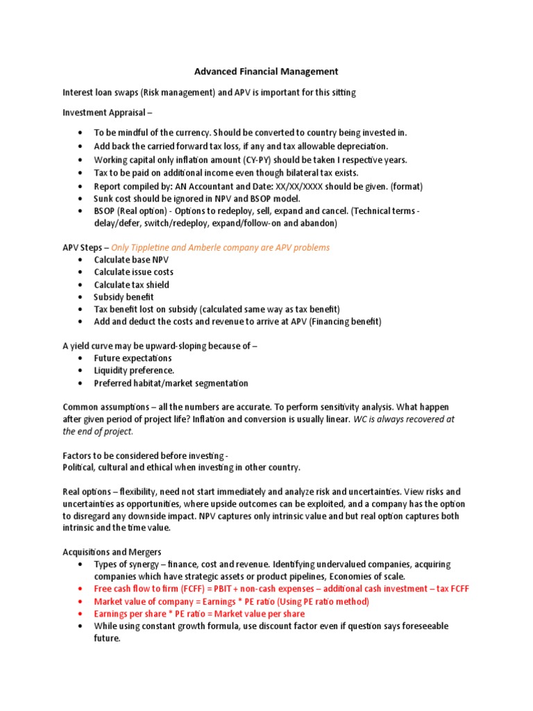AFM Notes | PDF | Mergers And Acquisitions | Price–Earnings Ratio