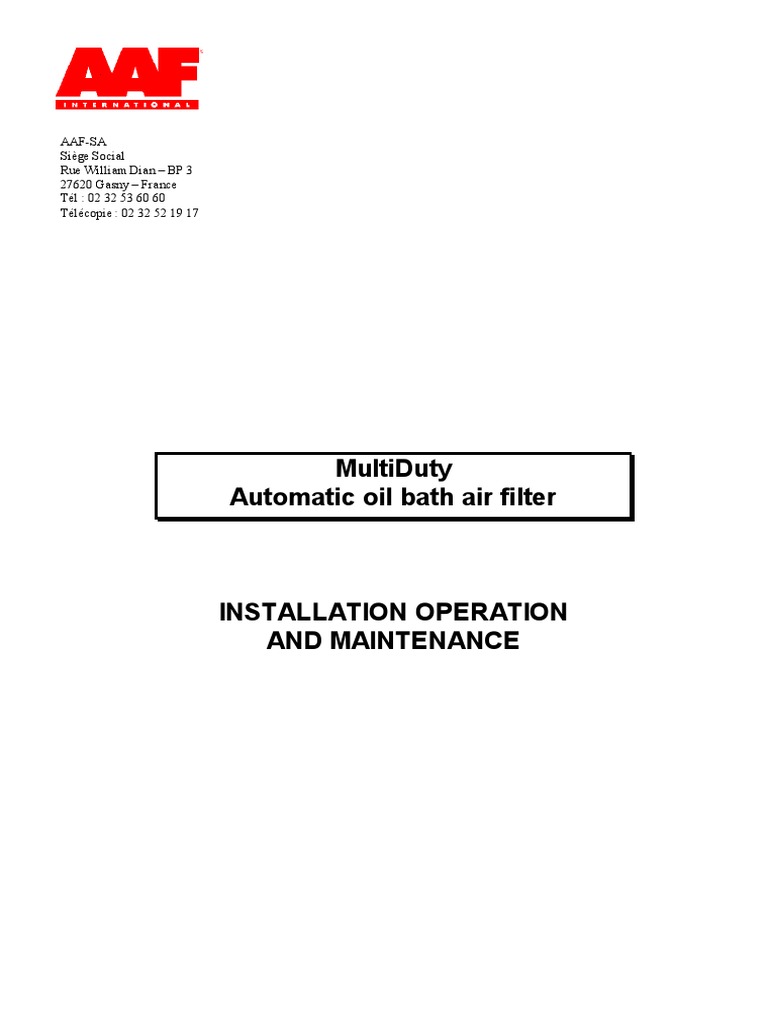 Automatic Oil Bath Air Filter Guide | PDF | Axle | Electric Motor