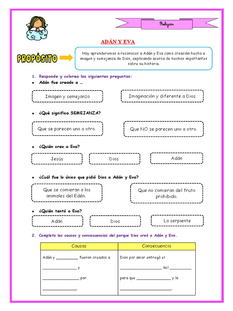 E2 S3 Ficha D2 Religion Adan y Eva | PDF