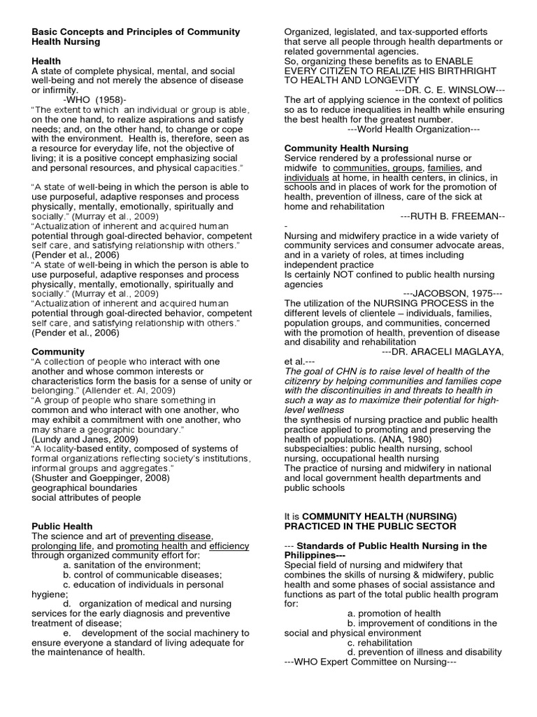 Principles of Community Health Nursing | PDF | Nursing | Health Care