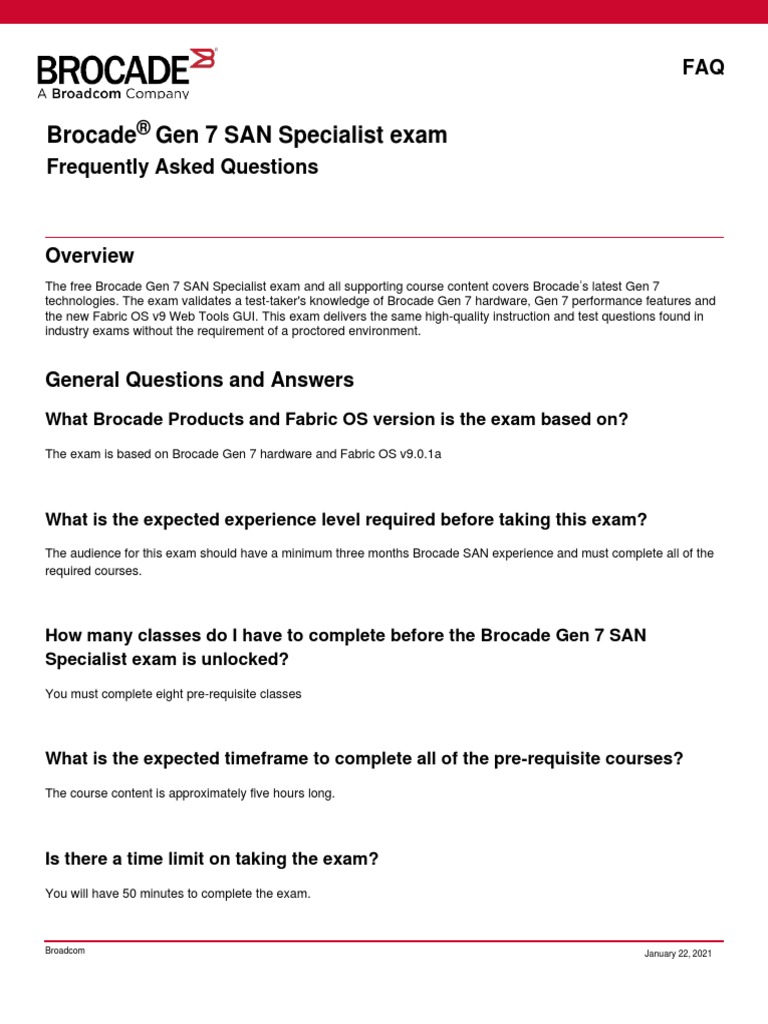 Brocade - Gen7 SAN Specialist FAQ Rev0921 | PDF | Faq | Learning