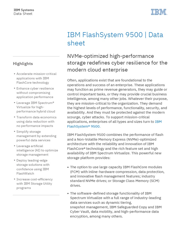Ibm Flashsystem 9500 Data Sheet Pdf