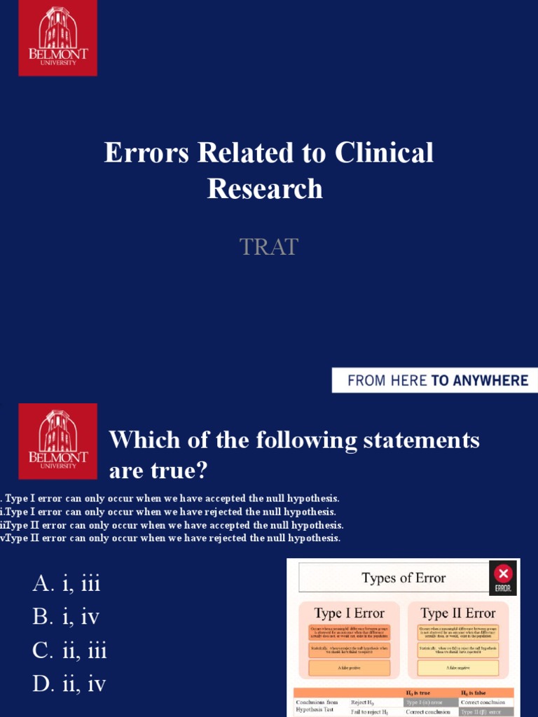 Errors Related To Clinical Research Trat | PDF | Type I And Type Ii ...