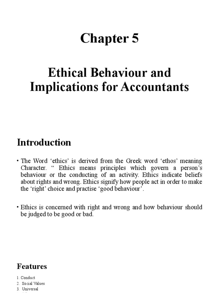 Chapter 5 Ethical Behaviour & Implications For Accountants | PDF