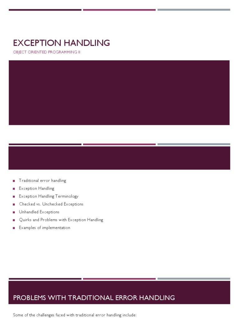 Exception Handling Object Oriented Programming Ii Pdf Computer Program Programming 7996