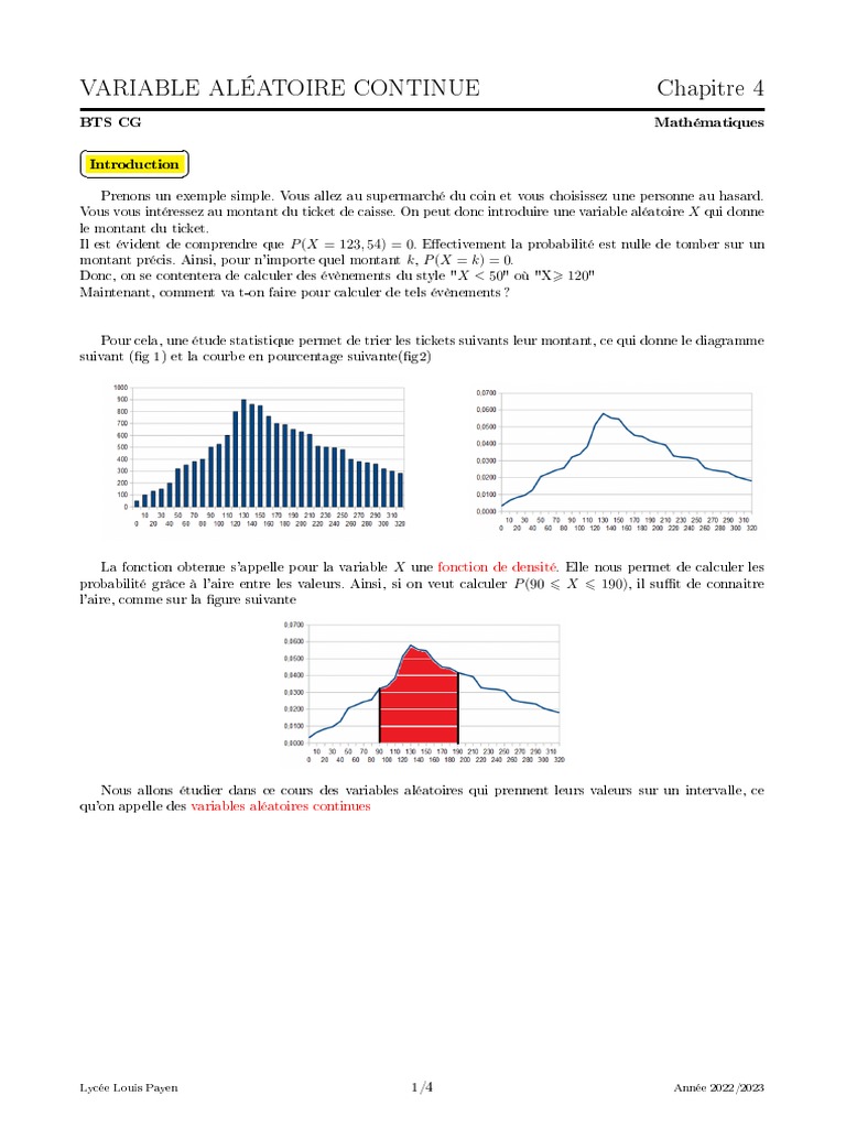 Variables Aléatoires Continues en Mathématiques | PDF | Loi normale | Écart type