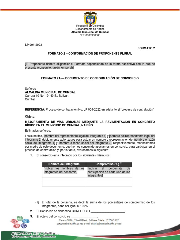 Alcaldía Municipal de Cumbal: República de Colombia Departamento de ...