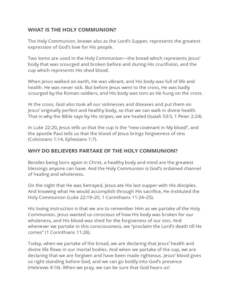 What Is The Holy Communion | PDF | Wellness
