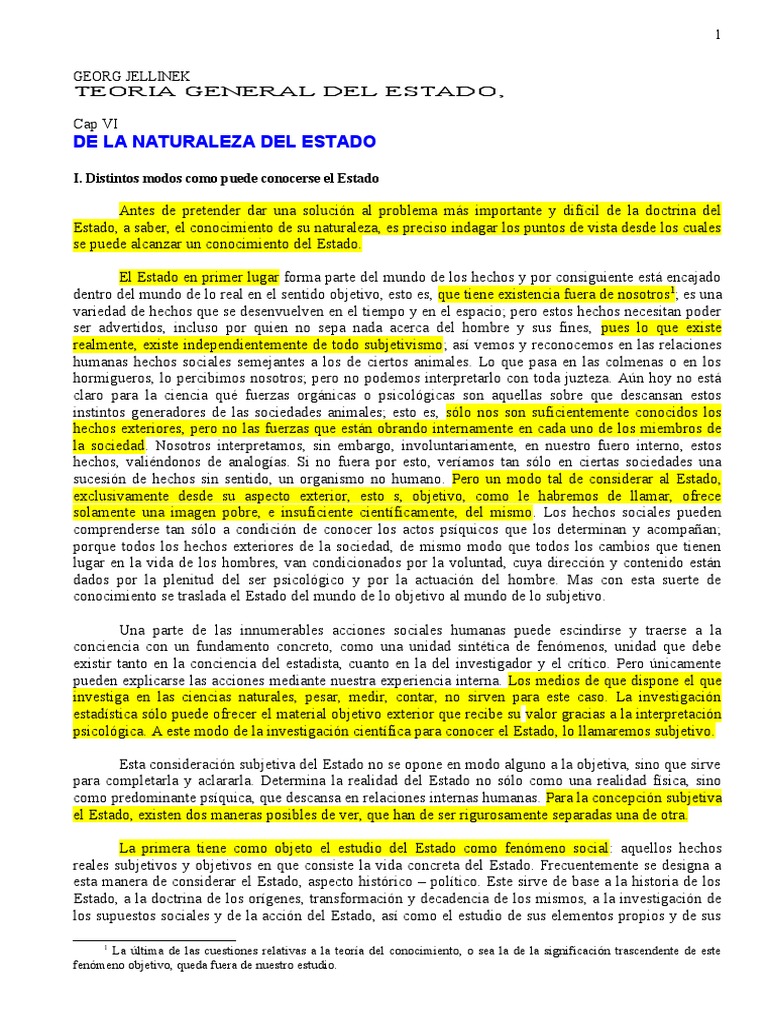 3 GEORG JELLINEK-Teoría General Del Estado (Cap VI) - Naturaleza Del Estado (30p) | PDF