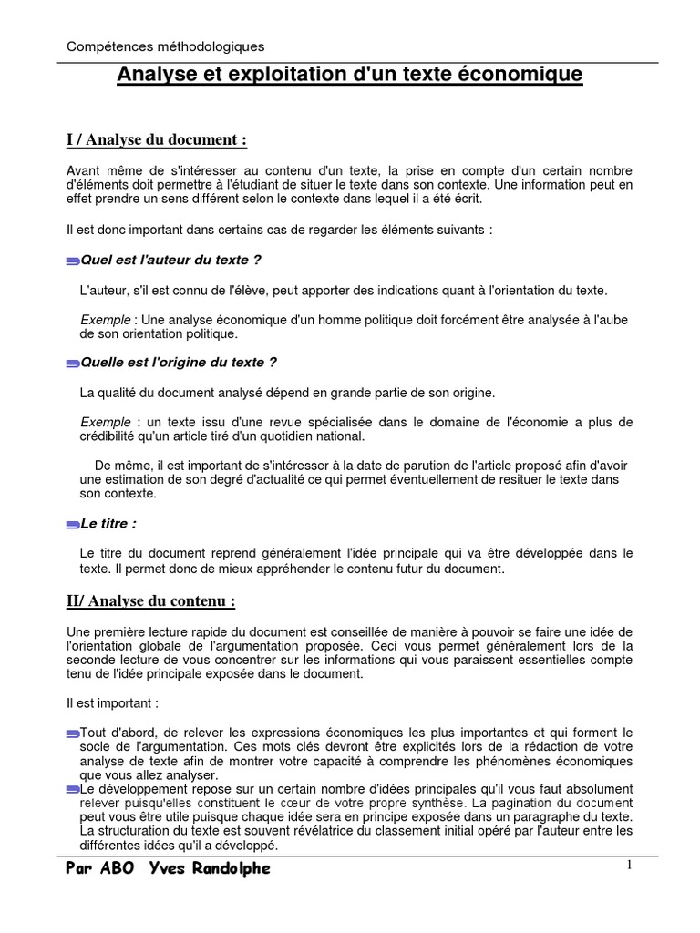 Methodologie Commentaire Document Et Dissertation Economique | PDF