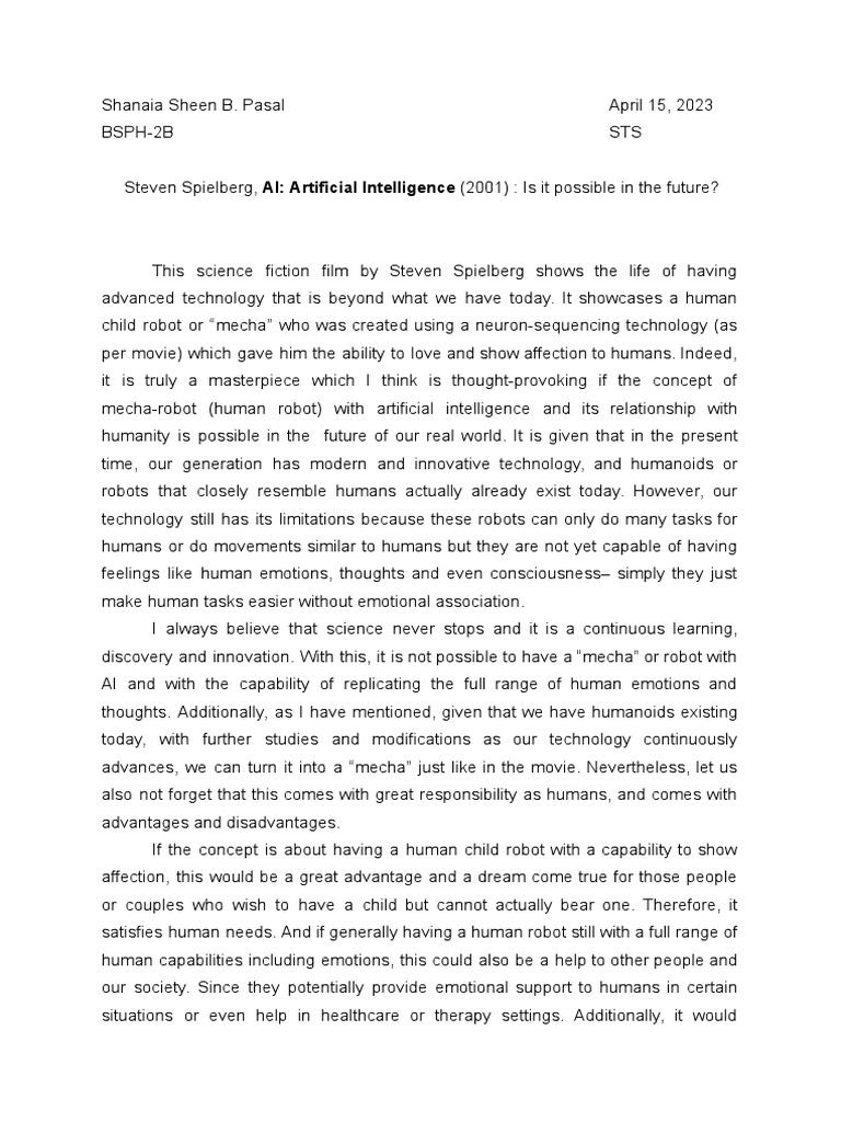 Pasal - STS Essay | PDF | Robotics | Robot