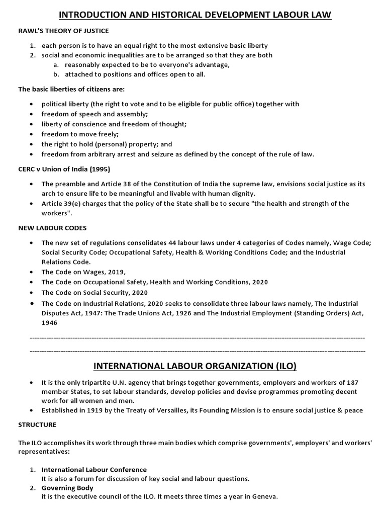 Introduction and Historical Development Labour Law | PDF ...