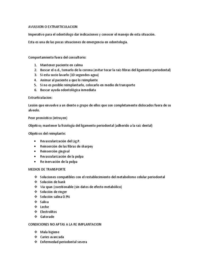 Manejo de avulsiones dentales y fracturas maxilofaciales | PDF ...