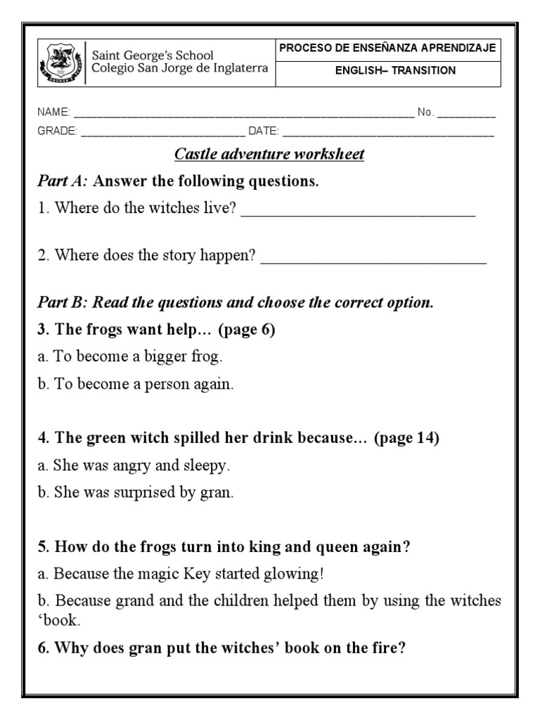 Castle Adventure Worksheet | PDF