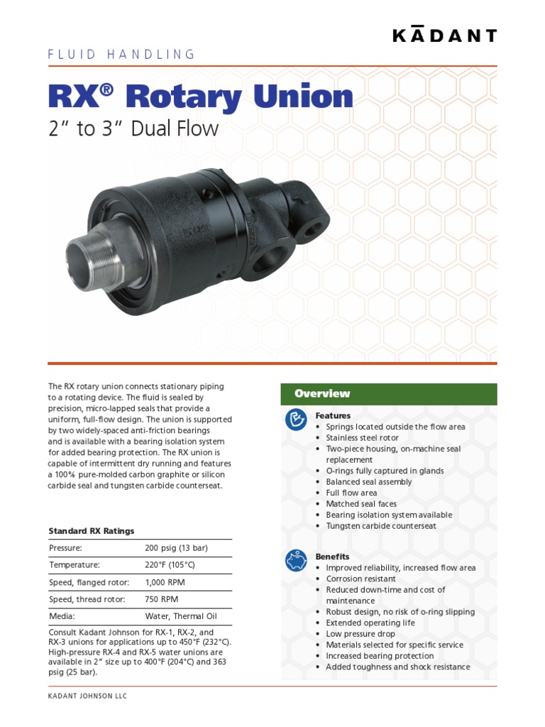 RX Rotary Union (2 - 3 - ) Dual Flow Brochure | PDF | Bearing ...