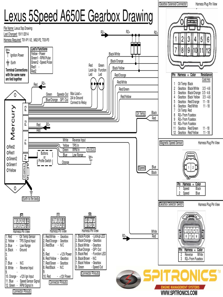 Lexus 5 Speed A650E Gearbox Drawing Diodes 4 | PDF | Red | Electricity