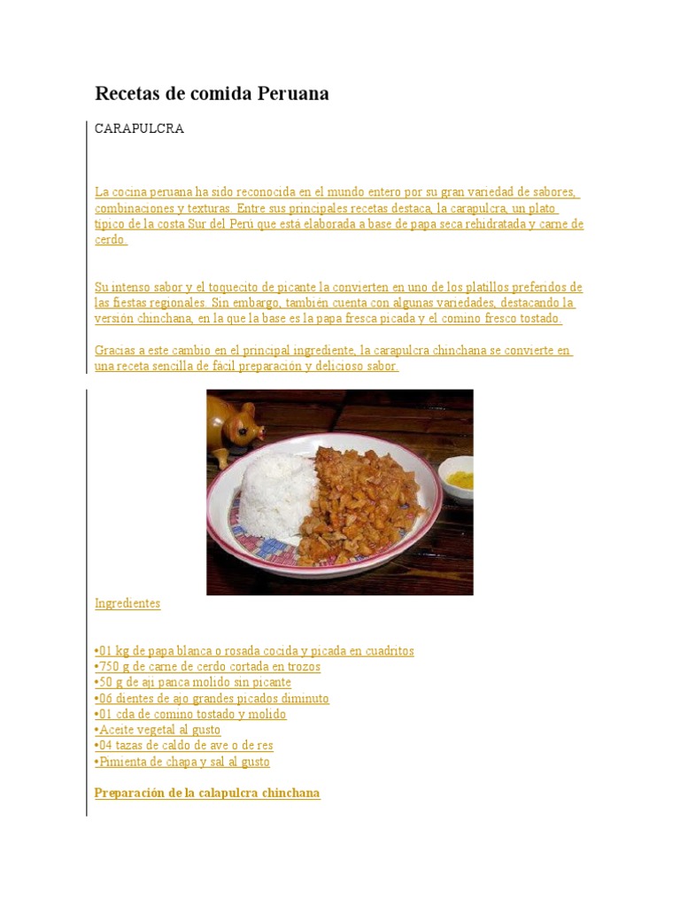 Recetas de Comida Peruana | PDF | Cilantro | Carne