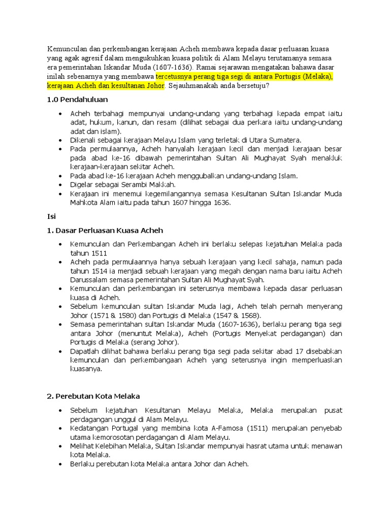 Contoh File Kemunculan Dan Perkembangan Kerajaan Acheh Membawa Kepada ...