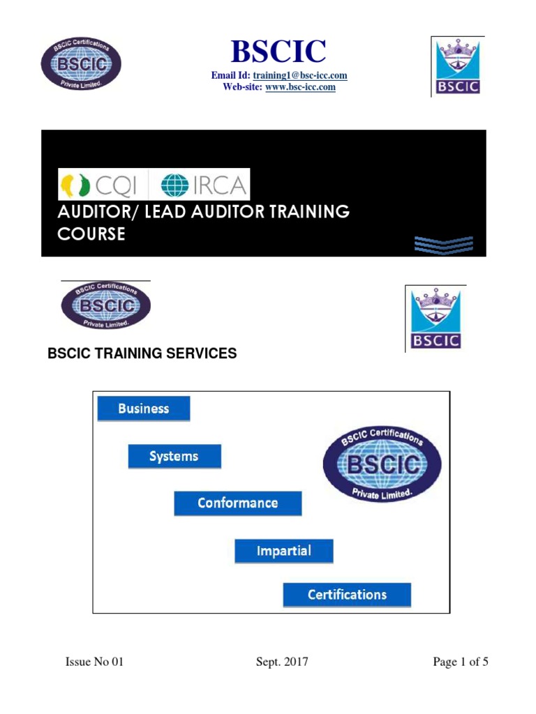 Bscic: Auditor/ Lead Auditor Training Course | PDF | Audit | Business