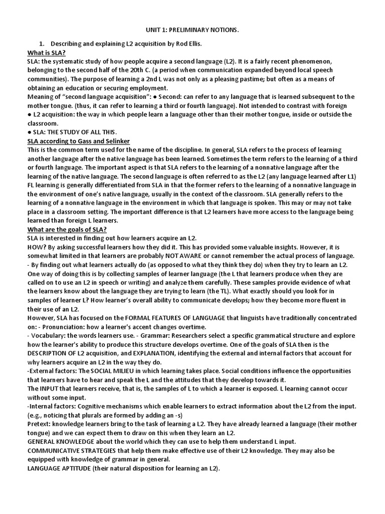 Summary Sla | PDF | Second Language Acquisition | Second Language Summary Sla | PDF | Second Language Acquisition | Second Language