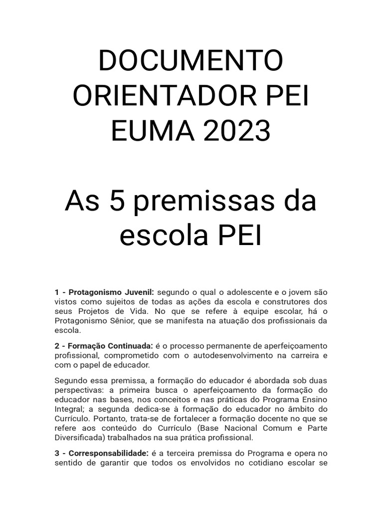 Documento Orientador Pei Euma 2023 | PDF