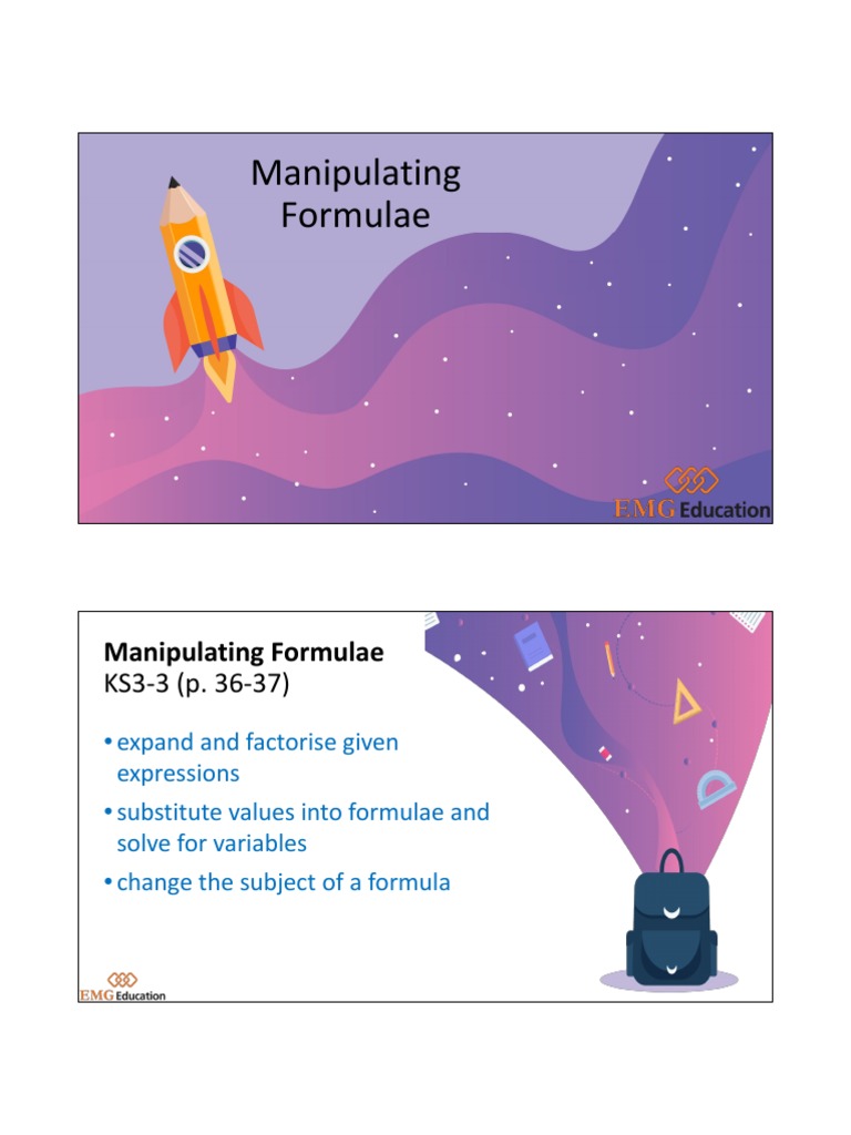 Manipulating Formulae | PDF | Quadratic Equation | Factorization