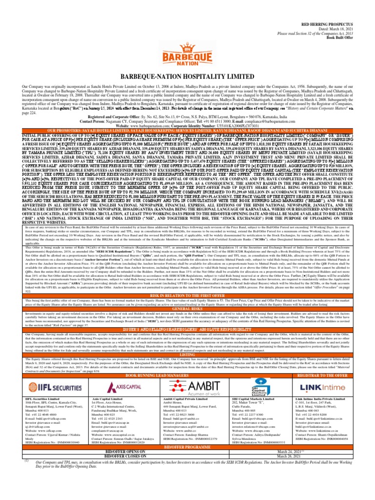 Barbeque-Nation Hospitality Limited: Contracts and Documents For ...