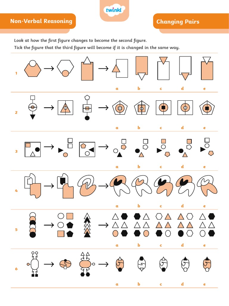 Non-Verbal Reasoning Changing Pairs | PDF