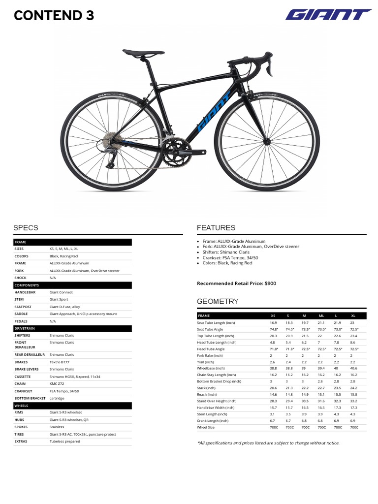 Giant - Contend 3 - 1960 | PDF | Wheel | Aerobic Exercise