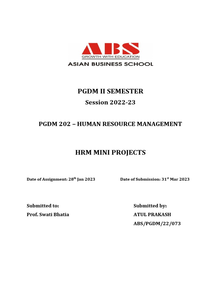 HRM Mini Project | PDF | Recruitment | Performance Appraisal
