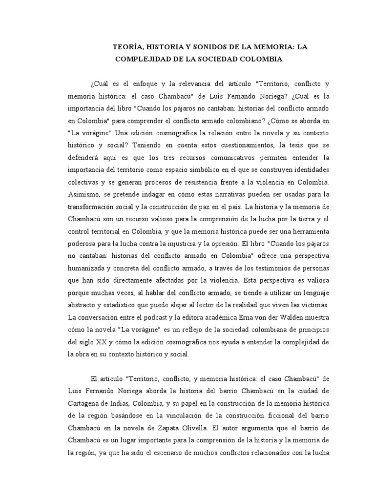 Teoría, Historia y Sonidos de La Memoria - La Complejidad de La ... Teoría, Historia y Sonidos de La Memoria - La Complejidad de La ...