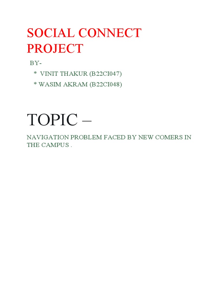 NAVIGATION PROBLEM CAMPUS SOCIAL CONNECT PROJECT | PDF