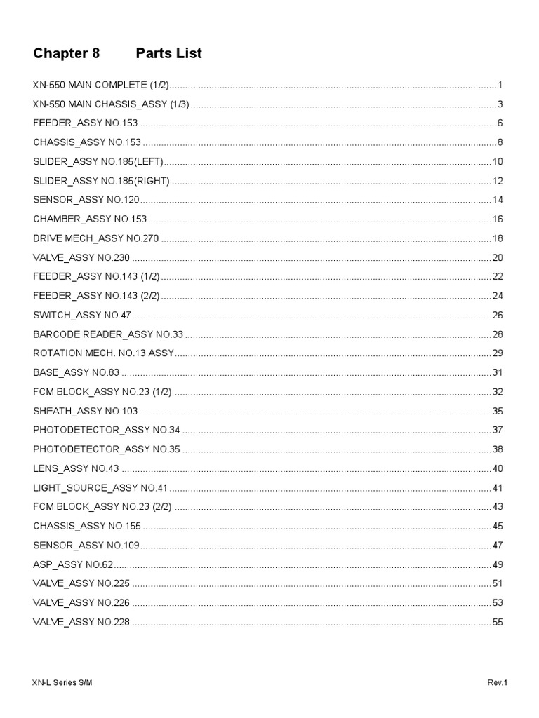 Parts List: XN-L Series S/M Rev.1 | PDF | Screw | Washer (Hardware)