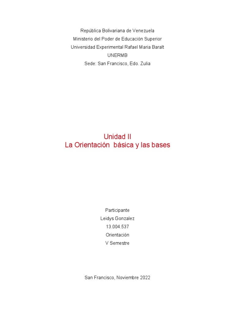 Trabajo de Bases de La Orientacion | PDF