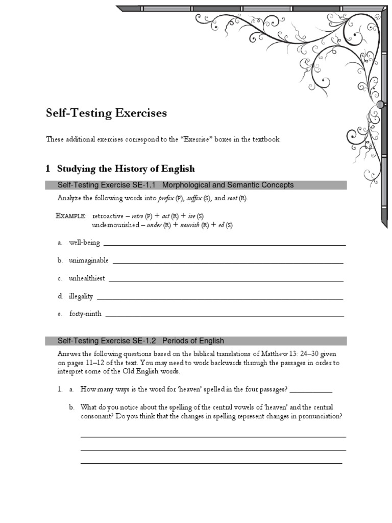 Brinton3e - Self-Testing Exercises | PDF | Grammatical Gender ...