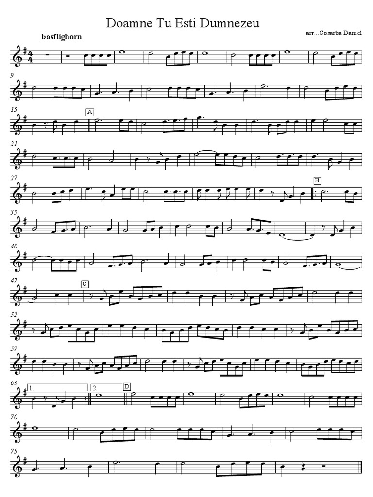 Doamne Tu Esti Dumnezeu: Basflighorn | PDF