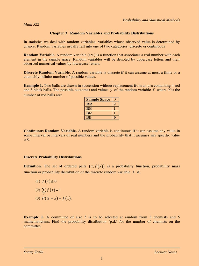 Probability and Statistical Methods Math 322: y Y Y y | Download Free PDF | Probability ...