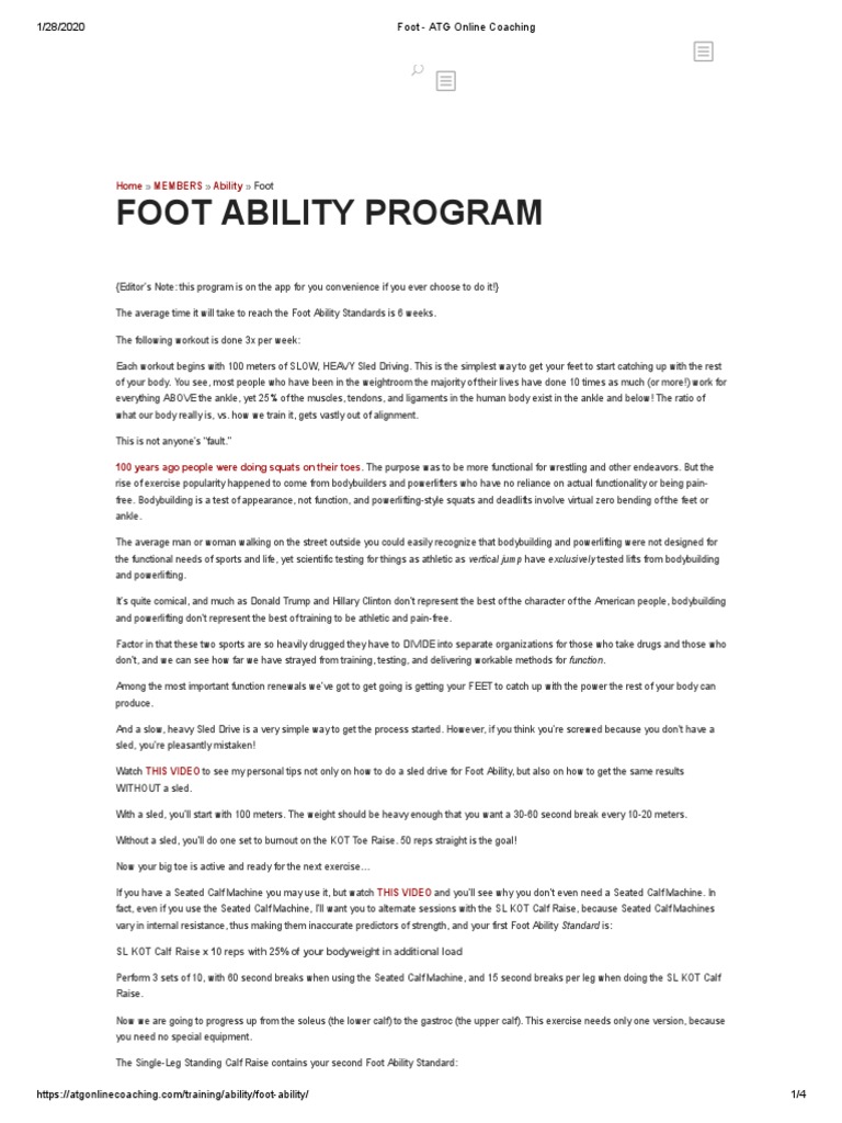 Foot Ability Program | PDF | Foot | Musculoskeletal System