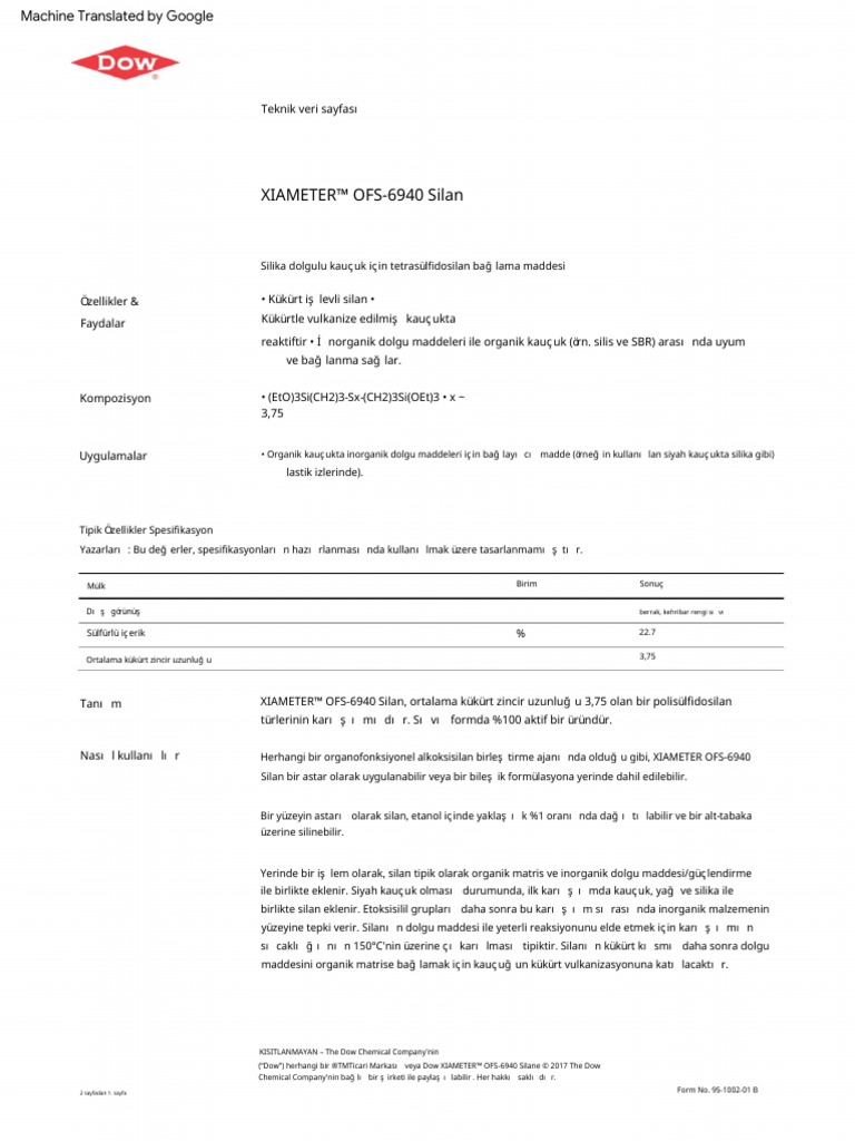 95 1002 Xiameter Ofs 6940 Silane | PDF