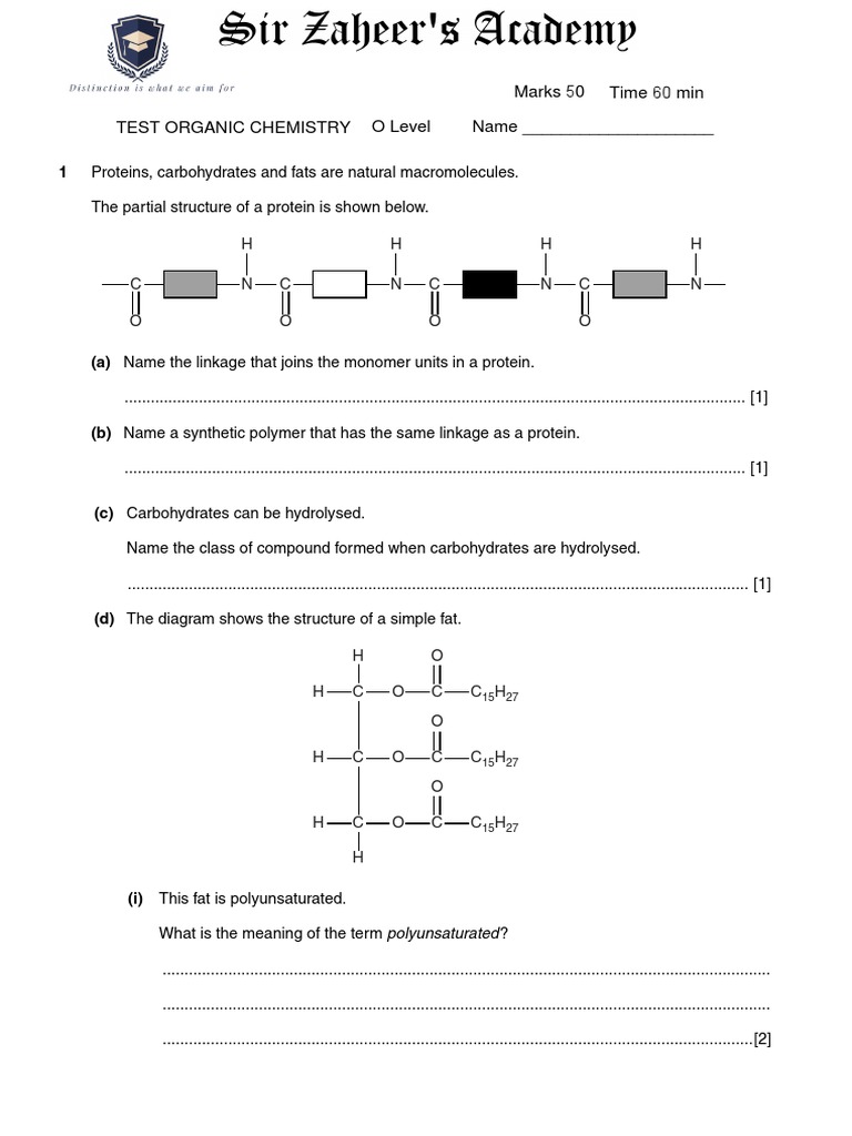 OL Organic Chemistry and Energetics Test | PDF