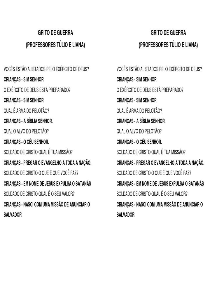 Grito de Guerra - Infantil | PDF