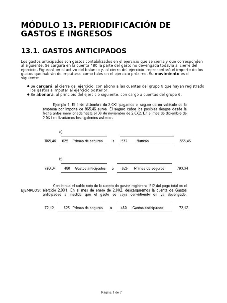 Modulo 13 Periodificacion de Gastos e Ingresos | PDF | Economias | Business