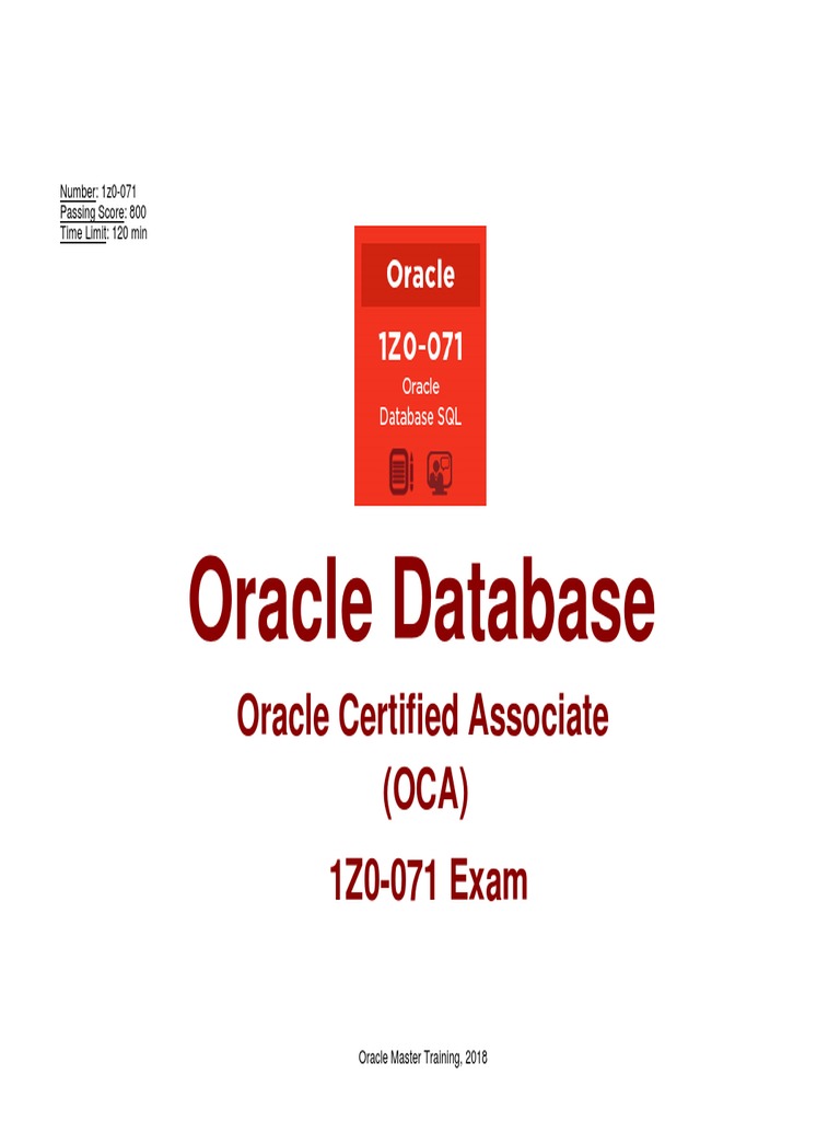 Oracle Database - OCA Certification (1Z0-071) Exam (2018-07-12) | PDF